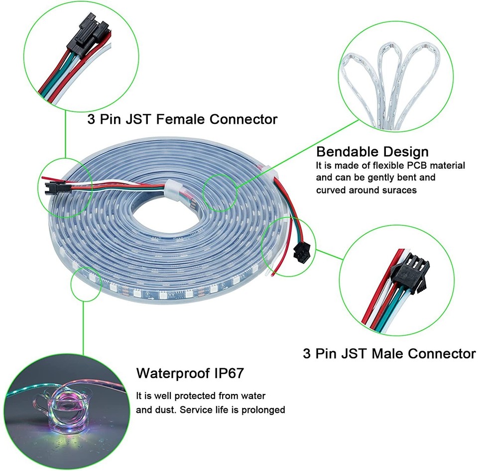 WS2811 LED Strip 5050 RGB 150/300LEDs 5M ws2811 IC Individual ...