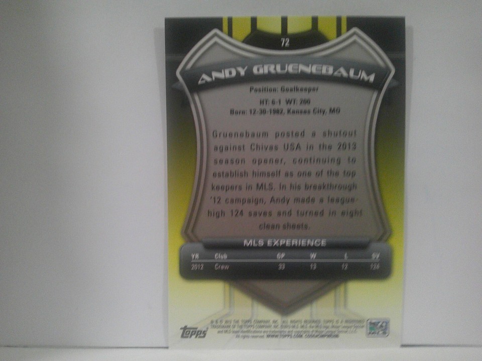 2013 Topps MLS #72 Andy Gruenebaum | eBay