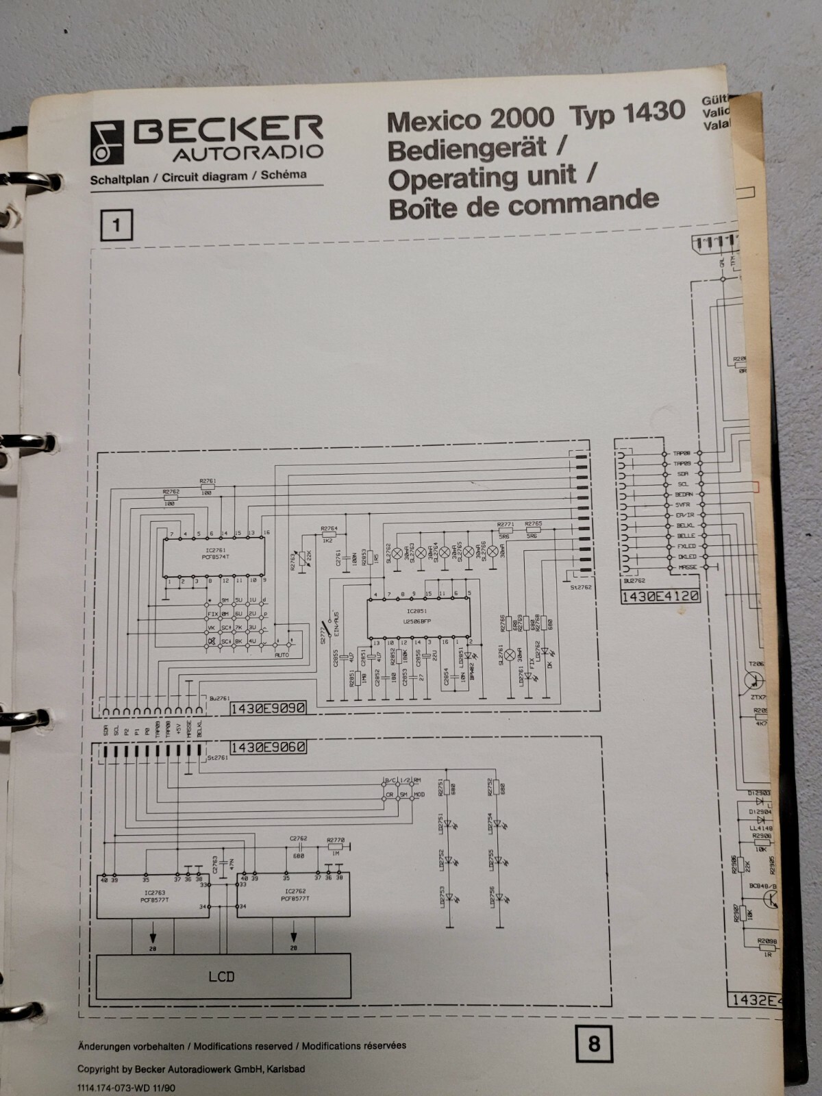 Harman Becker Autoradio Mexico 2000 typ 1430 Service Manual Circuit | eBay