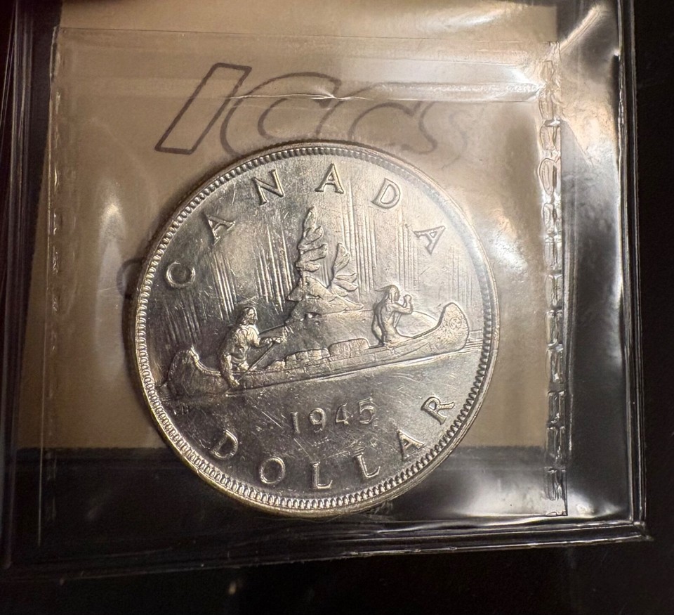 1945 Canada Silver Dollar ICCS MS-62 Rare Strong 5/5 and Double HP ...