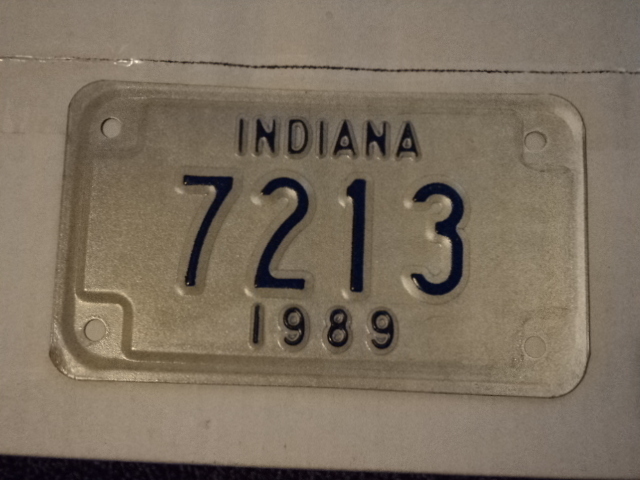 1989 INDIANA Motorcycle License Plate 7213 IN | eBay