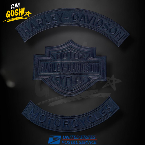 Harley Davidson Black Bar&Shield/Rockers Embroidered Patch Iron/Sew On ...