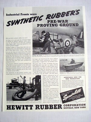 1942 WWII Ad Synthetic Rubber, Hewitt Rubber Corp., Buffalo, New York ...