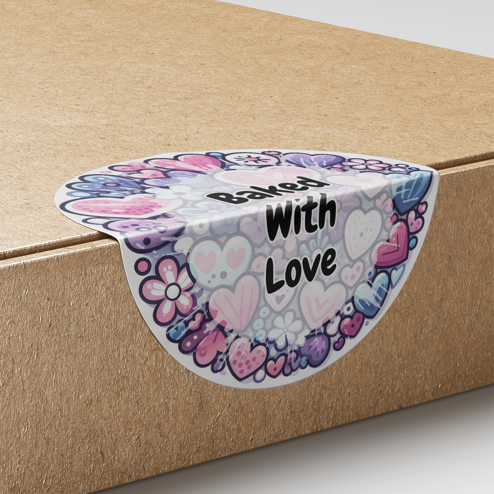 Baked With Love Circle Stickers - 25mm - 35mm - 50mm - 60mm Matte or ...