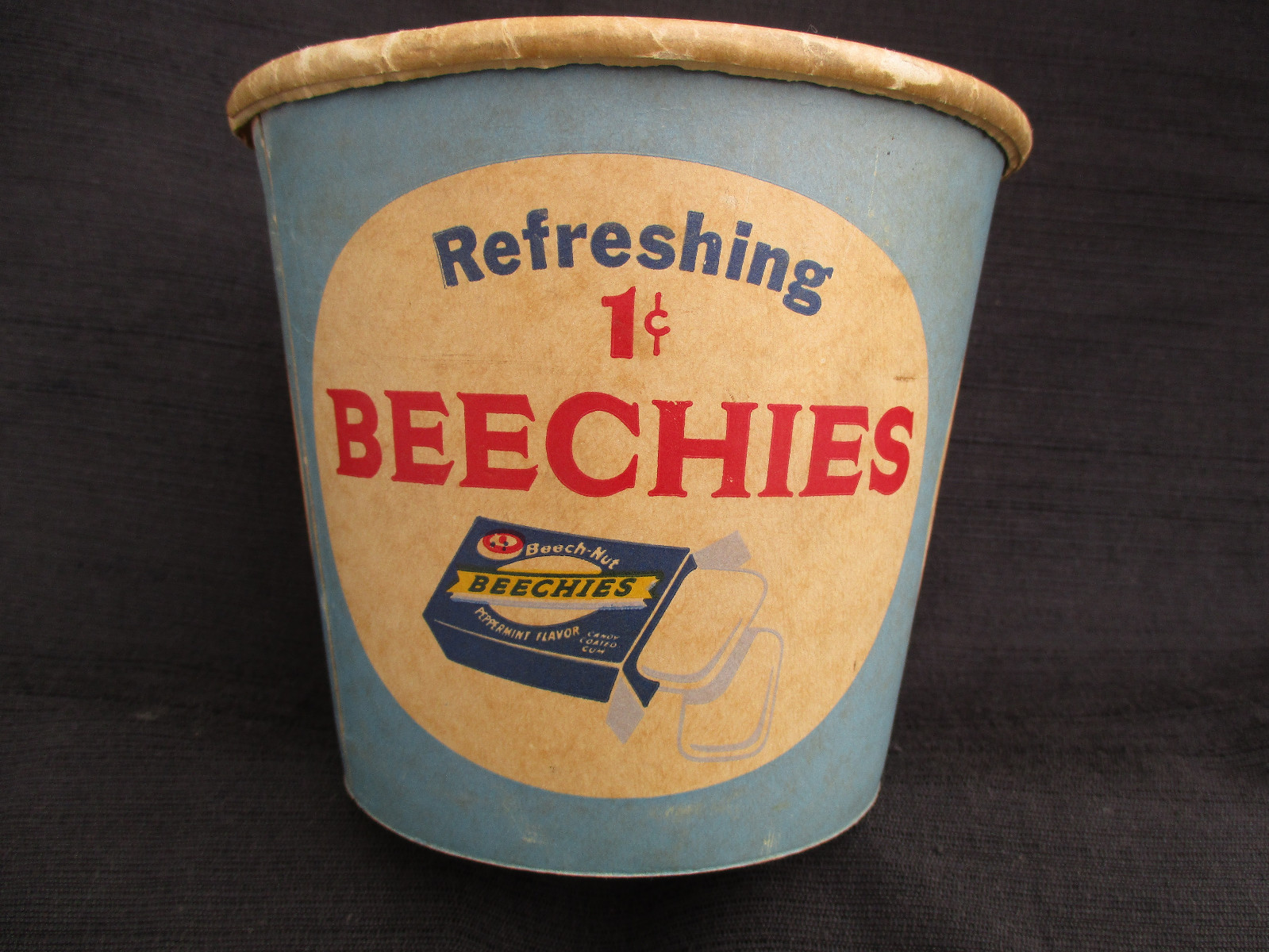 VINTAGE 1950s-1960s BEECH-NUT BEECHIES GUM 1 CENT CARDBOARD BUCKET TUB ...