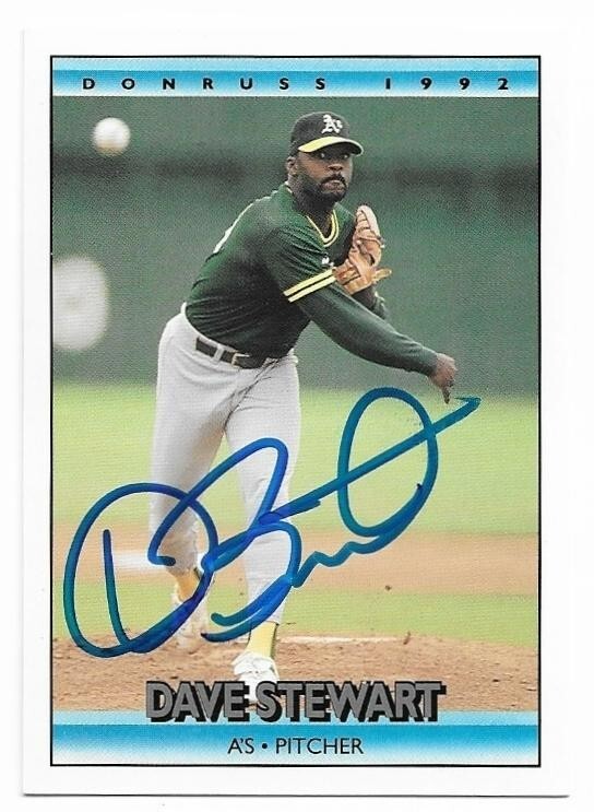 DAVE STEWART Autographed Signed 1992 Donruss Baseball card #225 Oakland ...