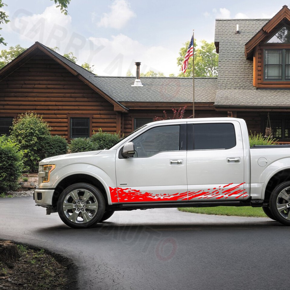 Red Splash Smudge Graphics Car Side Body Vinyl Decal Sticker For Ford ...