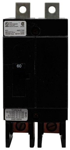 Eaton GHB2060, 277/480 VAC, 125/250 VDC, 60 A, 2-Pole, Circuit Breaker ...