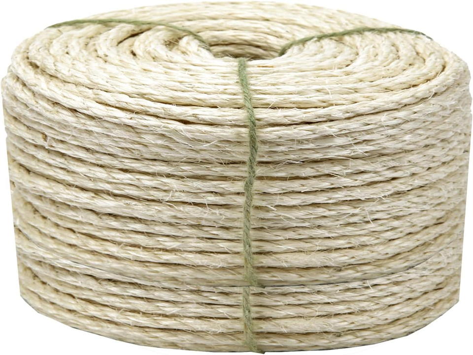 White Sisal Rope 3Mm by 164-Feet for Cat Scratching Post Tree Tower ...