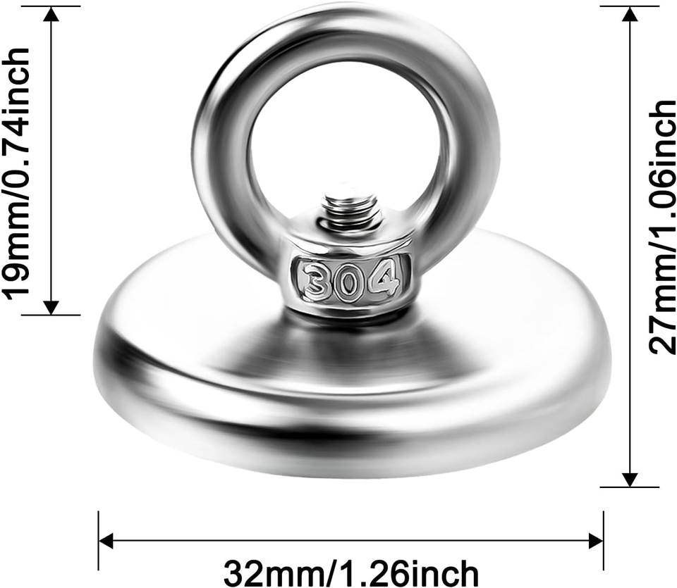 Strong Magnetic Hooks 6 Pack, 100 Lbs (45 KG) Pulling Force Rare Earth ...