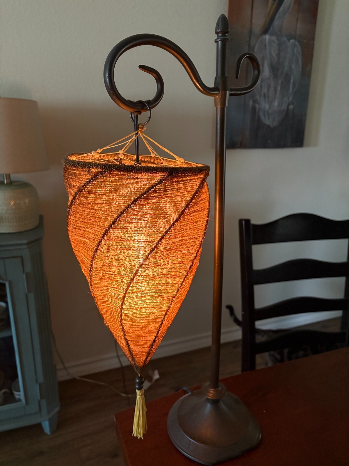 Vintage Pottery Barn Medina Table Lamp Beaded Cone Shaped | eBay