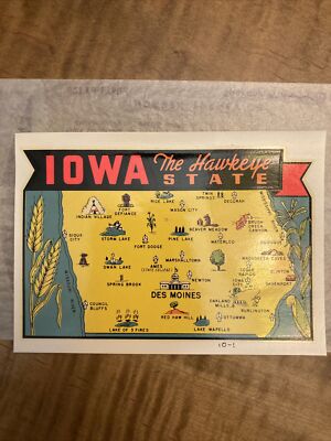 Vintage Iowa Hawkeye State Lindgren Turner Luggage Decal/Window ...