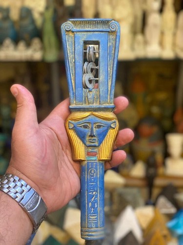 Rare Hathor Sistrum Rattle Handmade Ancient Egyptian Musical Instrument ...