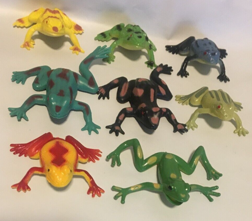 Frog Toad Amphibian Animal Mini Figure Plastic Toy Miniature 8pc Lot ...