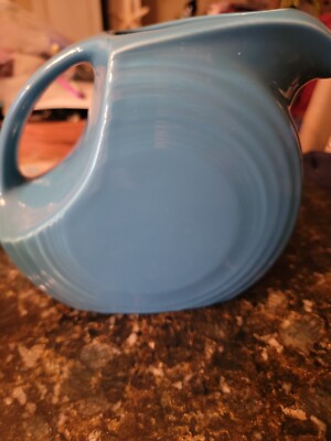 Rare Fiesta Blue Disk Water Pitcher Fiestaware Homer Laughlin China HLC ...