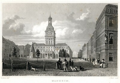 Manheim Buildings with Bell Tower 1840 Steel Engraving | eBay