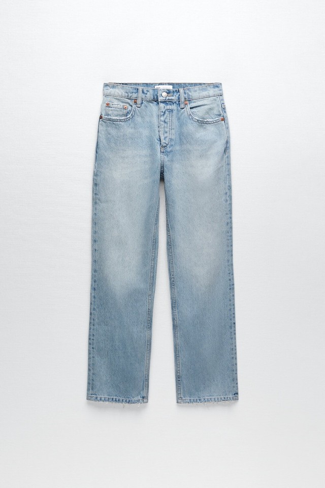 NEW ZARA STRAIGHT LEG HIGH RISE REGUAL LENGHT JEANS 4365/361 Size 8 ...