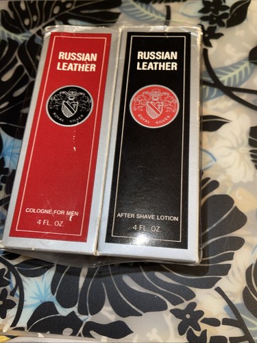 Vintage RUSSIAN LEATHER Cologne & After Shave Set/Cometco/4oz Ea NIB ...