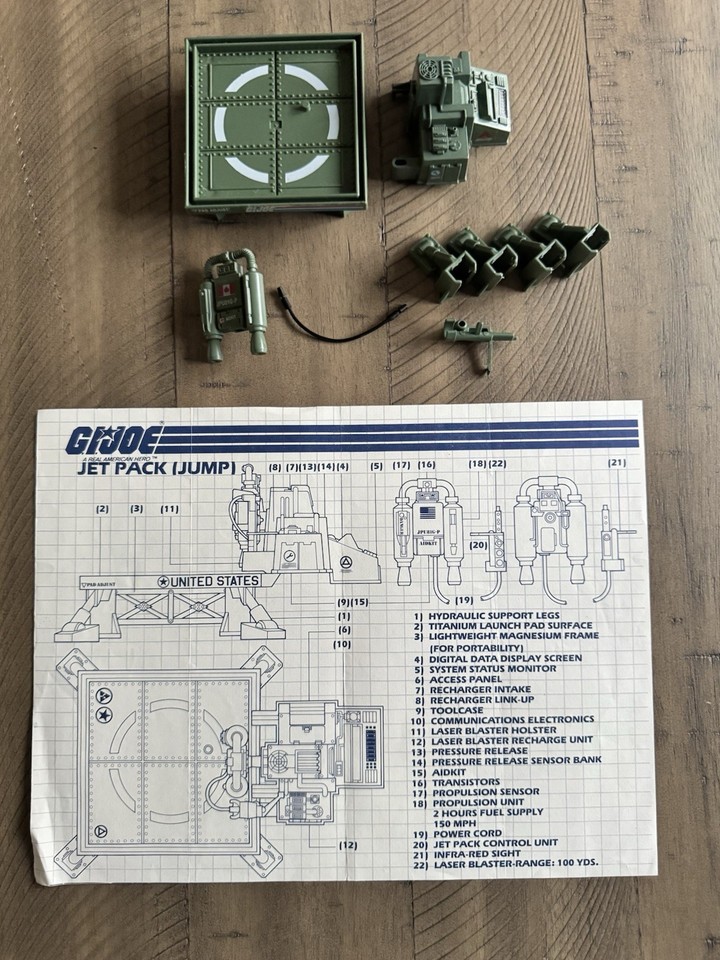 100% Complete 1982 JUMP Jet Pack Vintage GI Joe Figure Set HASBRO W ...