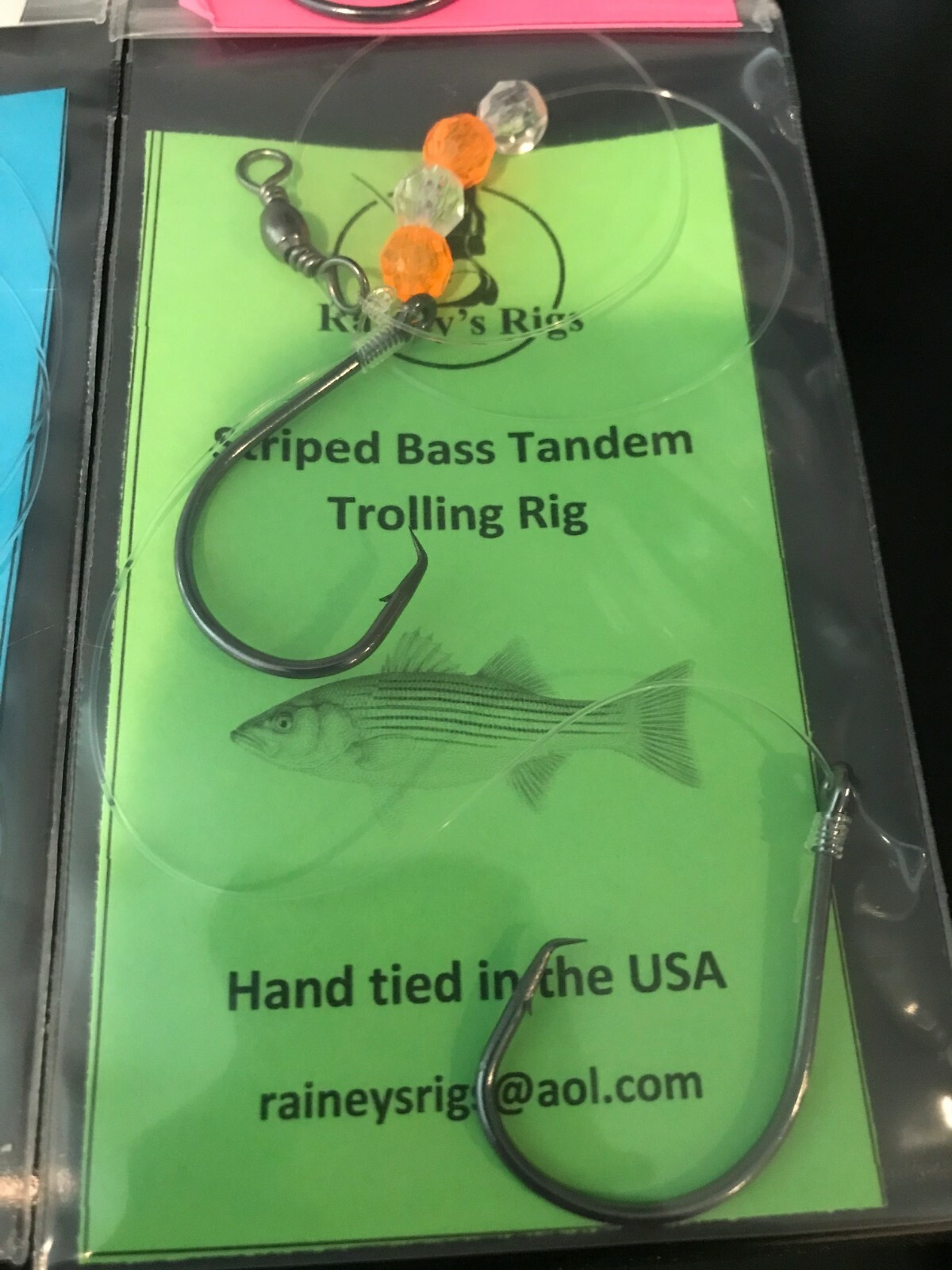 Striped Bass Rigs Tandem Trolling (4) - 6/0 Inline Circle Hooks Beads ...