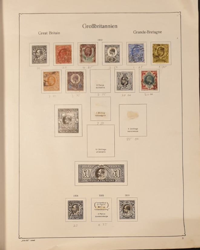 GREAT BRITAIN STAMPS - Lot of 60 Stamps on KABE Illustrated Stamp Album ...