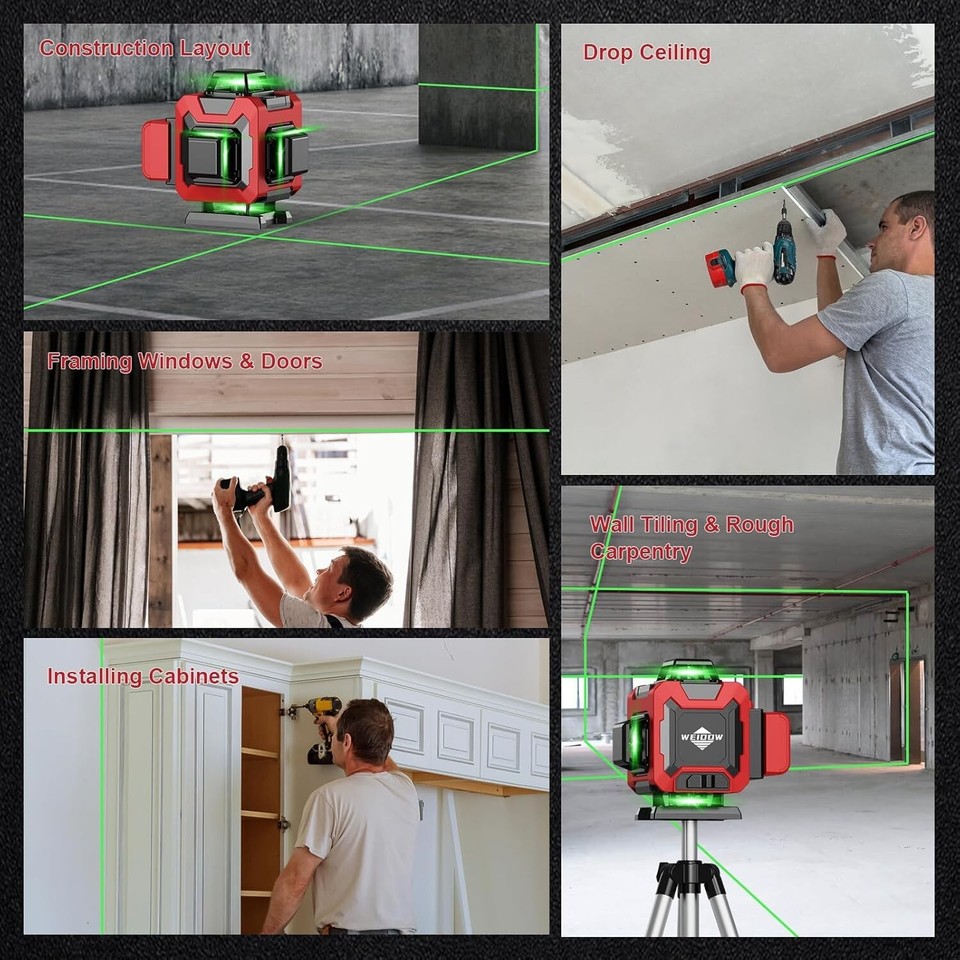 Laser Level 360 Self Leveling,4D Lazer Level,4x360° Cross Line Laser ...