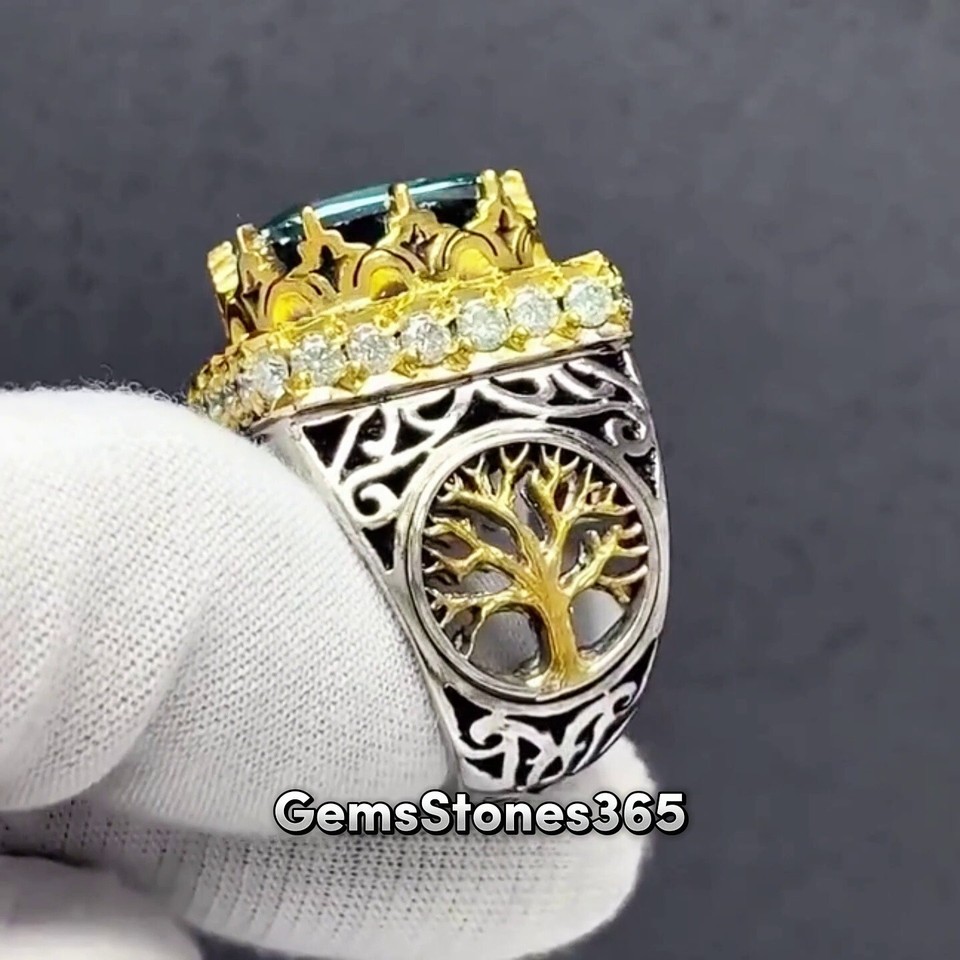 Genuine Mens Emerald Ring For Men Sterling 925 Silver Emerald Zamurd ...