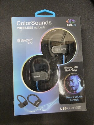 Color Sounds Witeless Earbuds Bluetooth 5.0 w/ Glowing LED Neck Strap ...