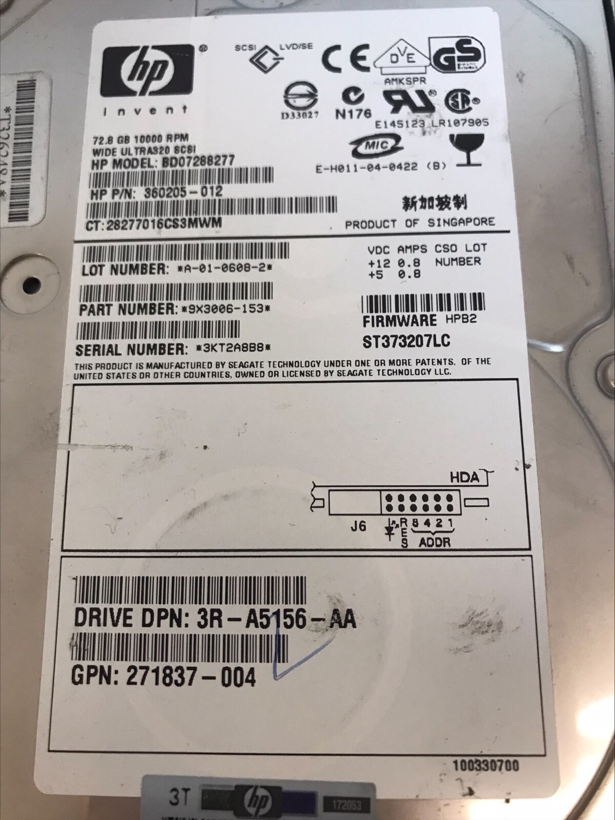 HP Invent 72.8GB Wide Ultra320 SCSI - BD07288277 - 360205-012 - 9X3006 ...