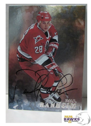 1998-99 ITG Be A Player PAUL RANHEIM Gold Auto #176 Carolina Hurricanes ...