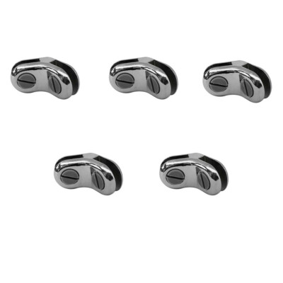 5PC Chrome Metal 120Degree 2 Way Glass Connector Clips 3/16"Tempered ...