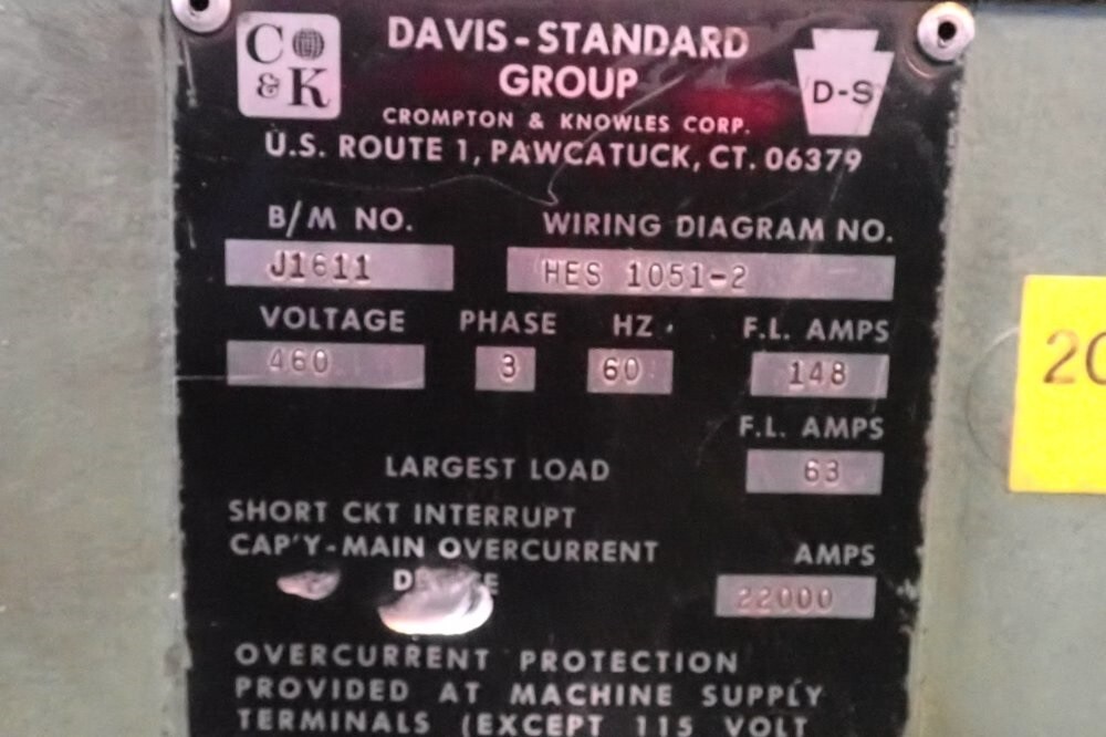Used 2.5" Davis Standard Thermatic Plastic Extruder with Remote Control ...