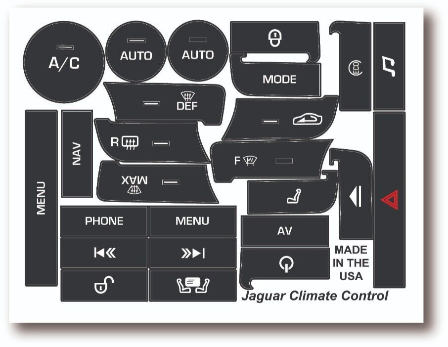 10-15 Jaguar XJ CLIMATE CONTROL MATTE BUTTON REPAIR DECAL AW9318C858BE ...