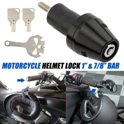 CNC Handlebar Bar Grip End Skull Helmet Lock For Harley Dyna Touring ...
