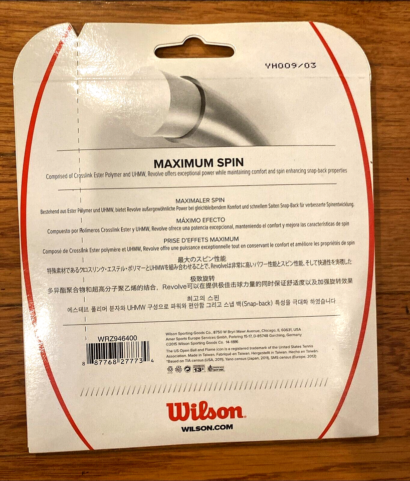 Wilson Revolve Spin Tennis String - 15 Guage - White | eBay