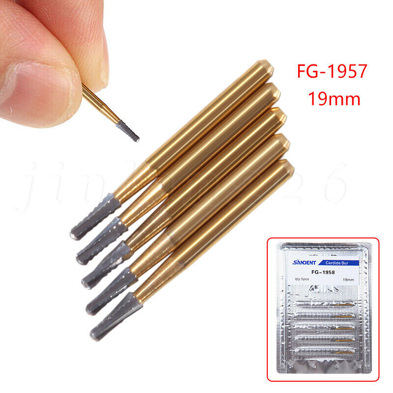 Dental Burs Carbide FG 1957 1958 Crown Metal Cutting Friction Grip Burr ...