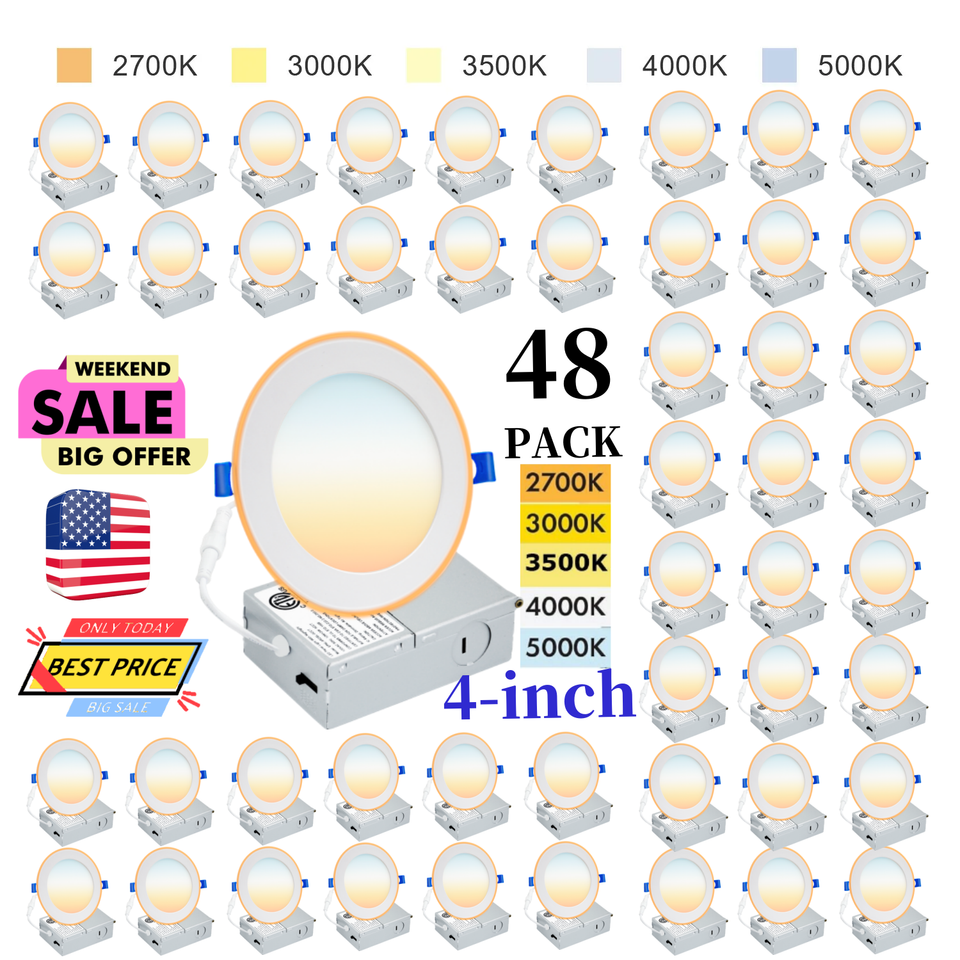 4" INCH WHITE ROUND SLIM LED RECESSED LIGHTING - 9 WATTS - 800 LUMENS ...