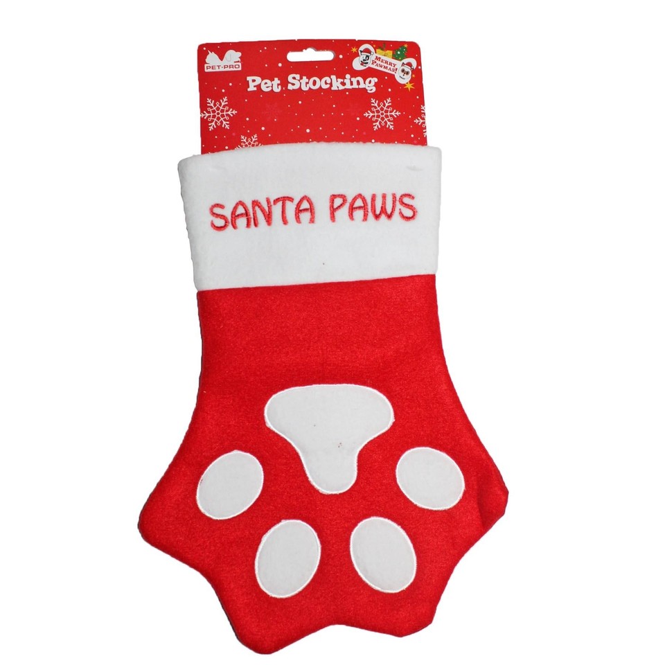 Christmas Pet Paw Print Stocking with Red and White - Santa Paws | eBay