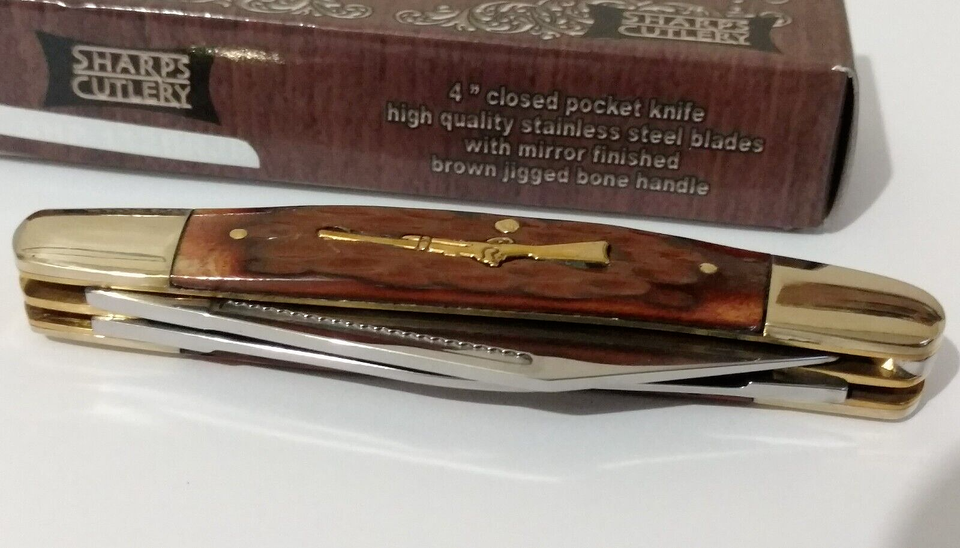 SHARP'S VINTAGE ANTIQUE RIFLE SHIELD HUNTING POCKET KNIFE !!! | eBay