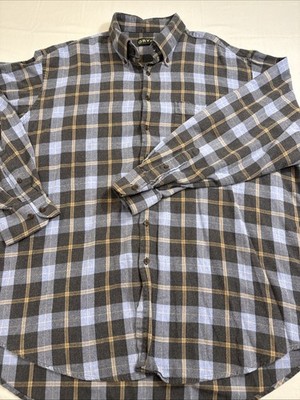 ORVIS LIGHT Flannel Shirt Multicolor Plaid Button Up L/S GRAY/BLUE MENS ...