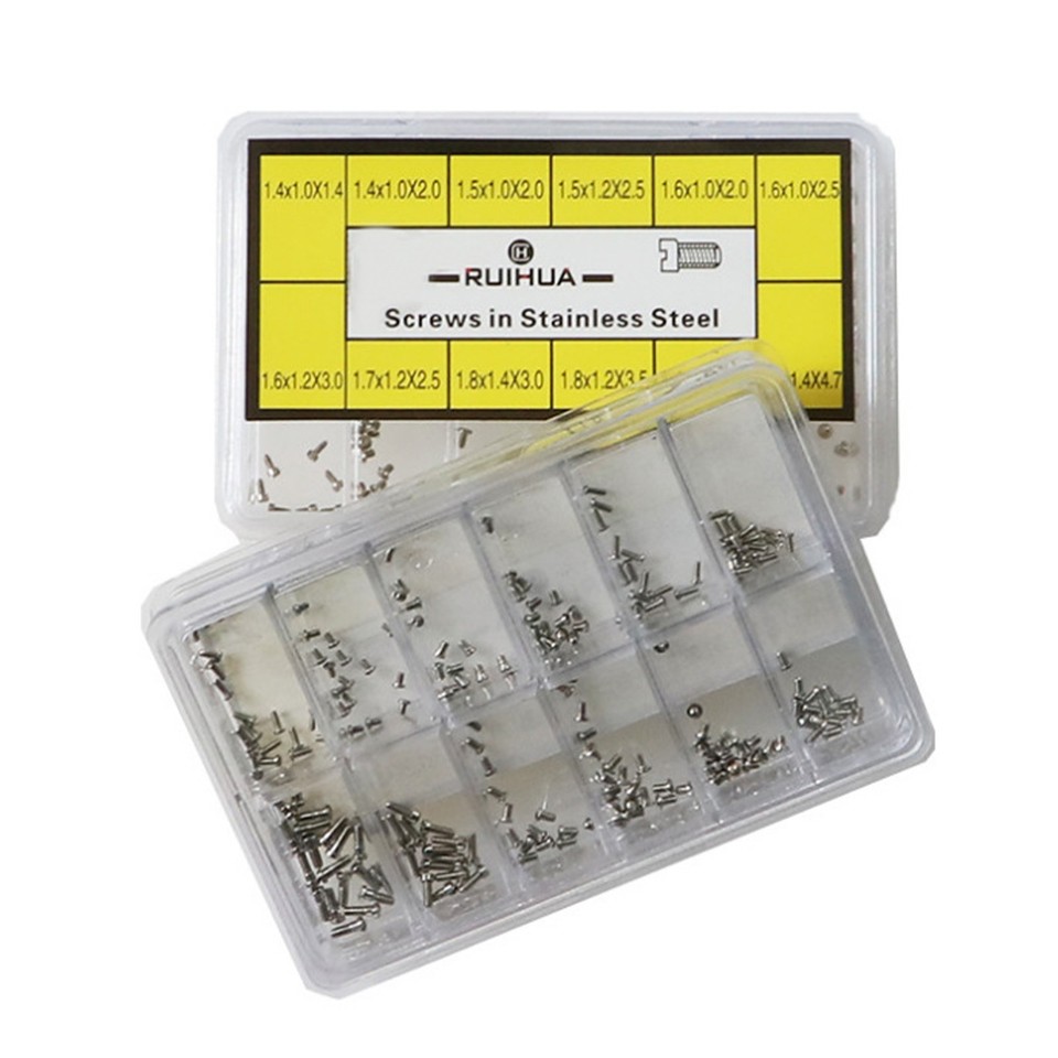 Assortment of 240 Stainless Steel Screws for Watch Back Case 12 sizes W ...