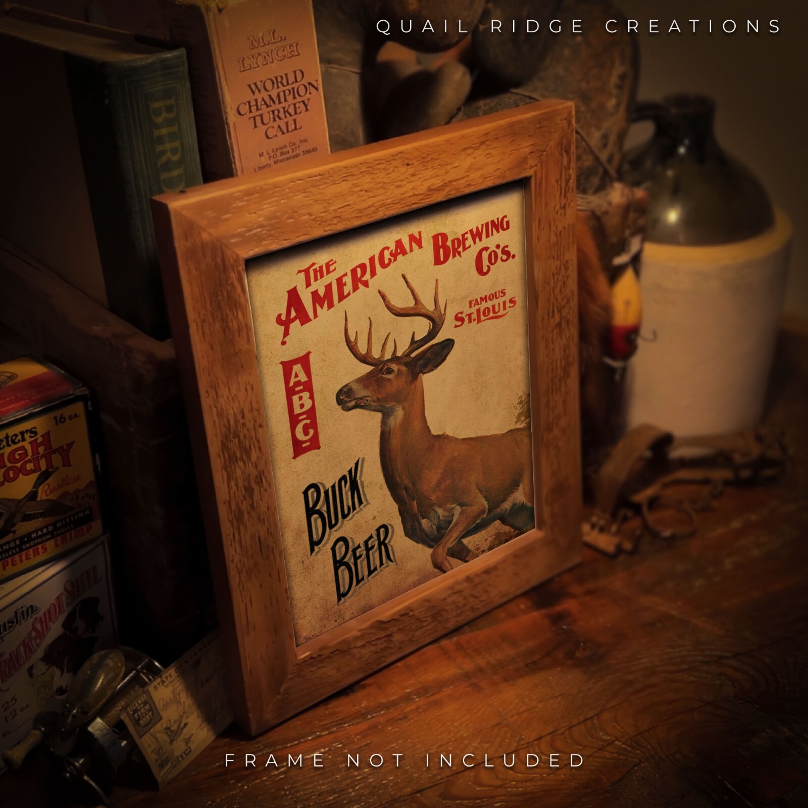 Vintage Buck Beer Advertising Art Print Whitetail Deer Hunting Cabin ...