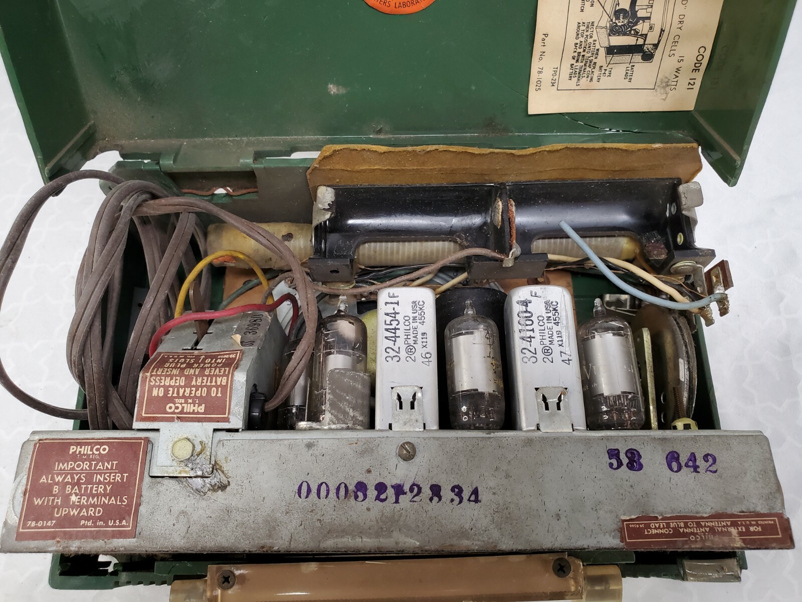 Vintage - Philco -Model 53-642 -A.C. / D.C. Portable Tube Radio -Parts ...