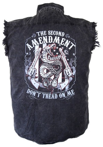 Mens 2nd Amendment Rights Snake Guns Denim Sleeveless Cutoff Biker ...