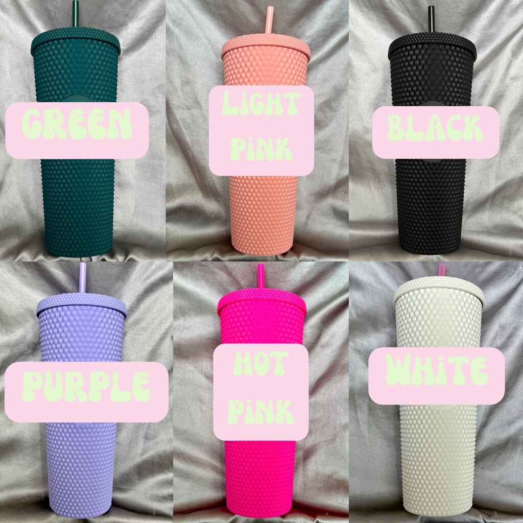 studded plastic tumbler with straw - PURPLE | eBay