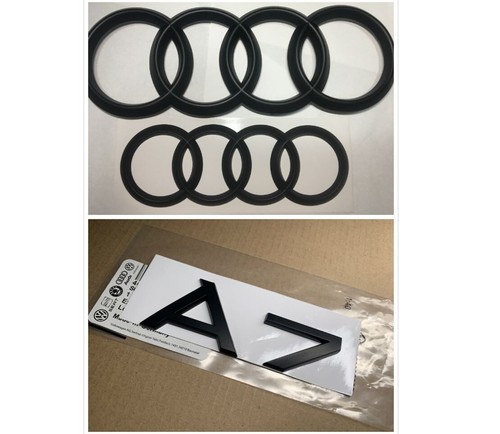 Front Rear Matte Black Ring Badge Emblem Combo Set for AUDI A7 Hatch ...