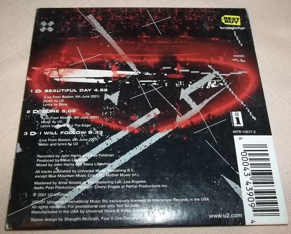 RARE: U2: 3 Live Tracks From Boston 2001 - Best Buy Eclusive Promo CD ...