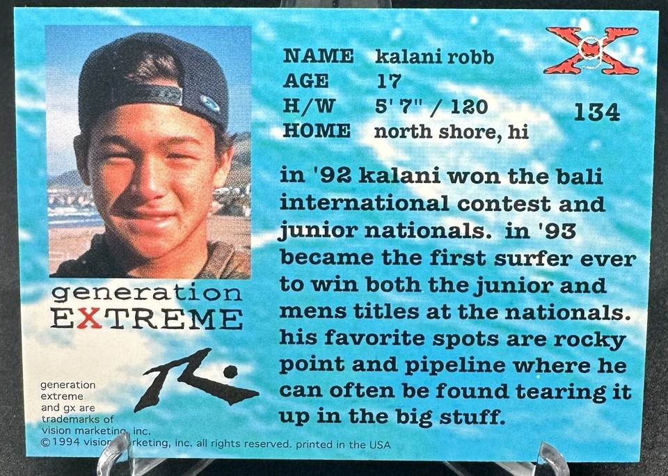 Kalani Robb 1994 Generation Extreme Rookie #134 Surfing Legend | eBay
