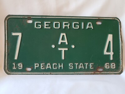 Vintage 1968 Georgia Peach State Cobb County Single Digit #4 License ...