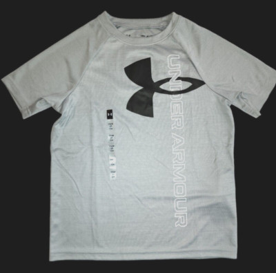 Under Armour Tech Split Logo Hybrid Short Sleeve Shirt Boys Size Youth ...